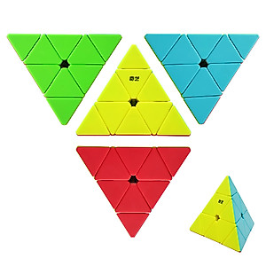 Z-Cube QY Toys Qiming S2 Pyraminx Cube Pyramid Speed Cube Puzzle Stickerless Magic Cube 3x3 Triangle Cube Puzzle Toy, (QY3076)