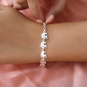 Shop LC 925 Sterling Silver Elephant Bracelet for Women Link Bracelets for Women Animal Charm Bracelet Size 7.25" Birthday Gifts for Women