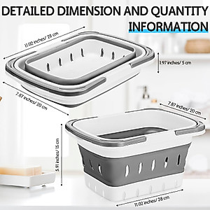 Sliner 2 Pack Portable Shower Caddy Basket with Handles,collapsible Small Storage Organizers Basket Plastic Shower Tote Basket for Cleaning Supplies College Dorm Organizer Bin(Gray)