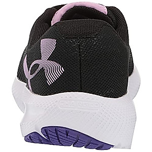 Under Armour Womens Grade School Charged Pursuit 2 Bl Running Shoe, Black/White, 5 Big Kid US
