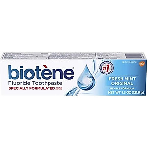 Biotene Fresh Mint Original Gentle Formula Fluoride Toothpaste, 4.3 Ounces (Value Pack of 4)