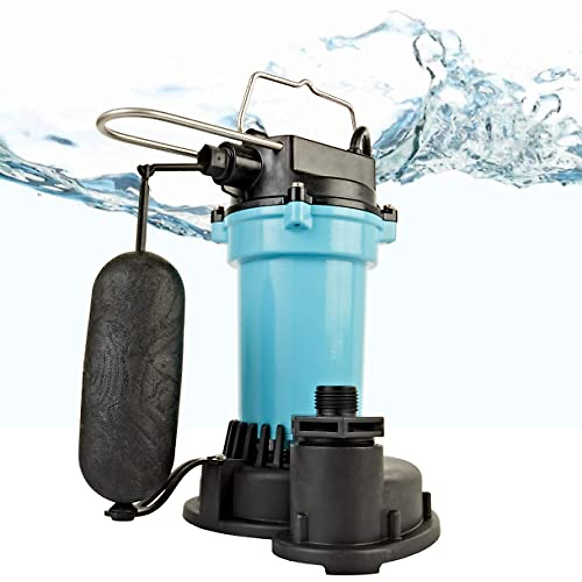 Little Giant 5.5-ASPA 115-Volt, 2100 GPH, 1/4 HP Automatic Aluminum Sump Pump with Snap-Action Float Switch and 10-Ft. Cord, Blue or Black, 505702