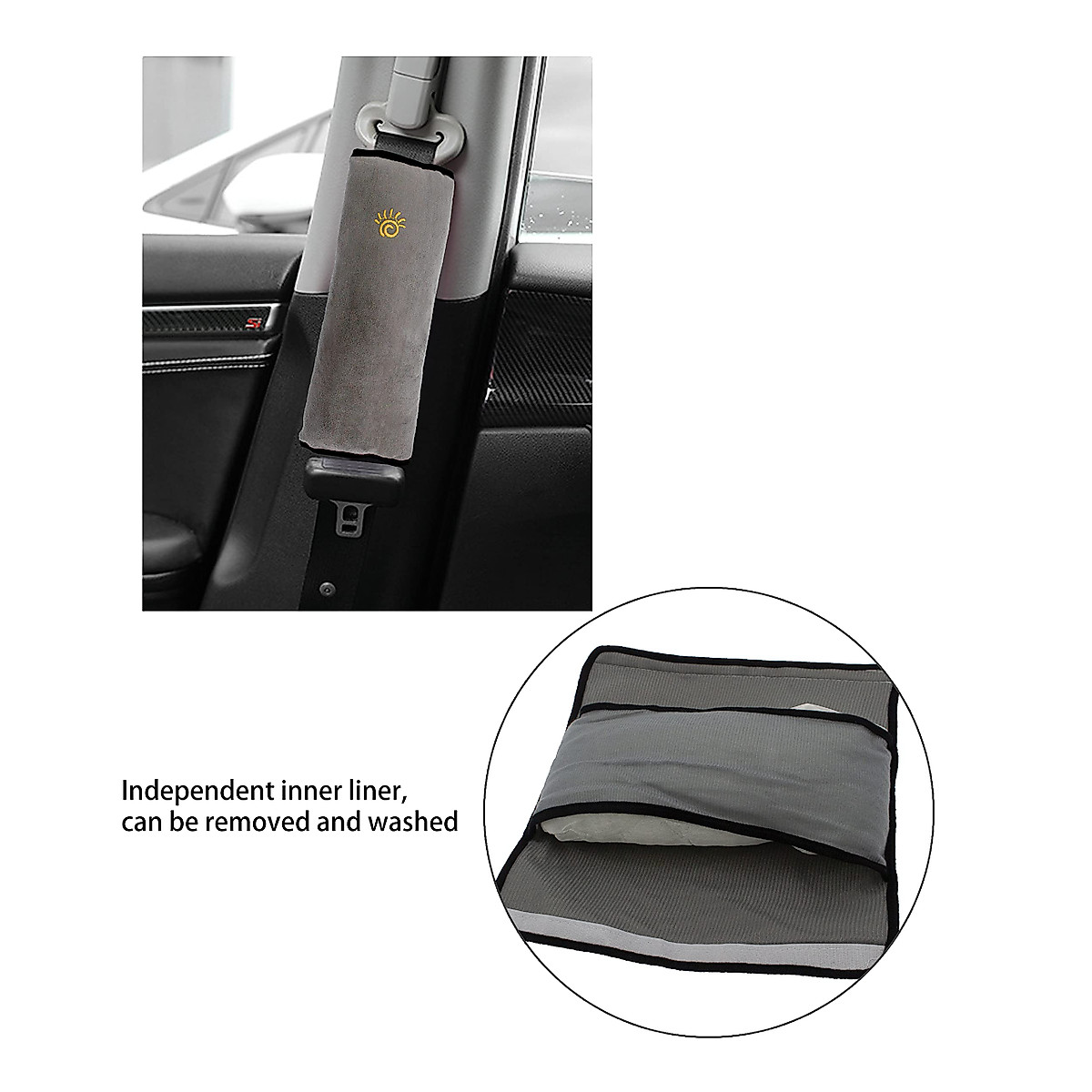 XINYIDAO 2PCs Car seat belt pillow, shoulder pad for car safety belts, seat belt pillow for children's travel, for The head, neck and shoulders in The car, The best gift for Children (grey)