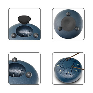 REGIS rain drum for outside，Steel Tongue Drum 8 Notes 6 Inches Chakra Tank Drum Steel Percussion Padded Travel Bag and Mallets，Musical Education Entertainment Meditation Yoga Zen Gifts (Navy)
