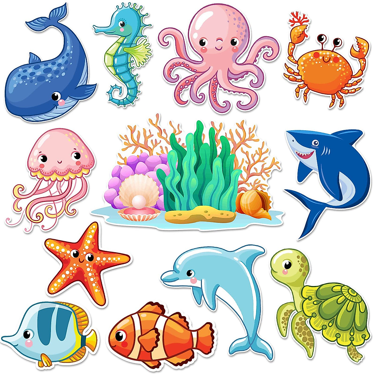 12 Pcs Cruise Door Decorations Magnetic Ocean Sea Animal Car Magnets Fish Cruise Door Magnet Stickers Cruise Door Decorations Turtle Crab Fridge Decor for Carnival Cruise Refrigerator Door