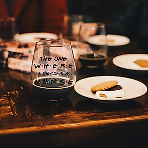 Perfectinsoy The One Where I Become A Nurse Wine Glass, Nurses Gifts for Women, Nurse Student, Practitioner, Sister, Colleague, Boss, Friend, Neighbors, RN Nurse Presents, Graduation Gifts