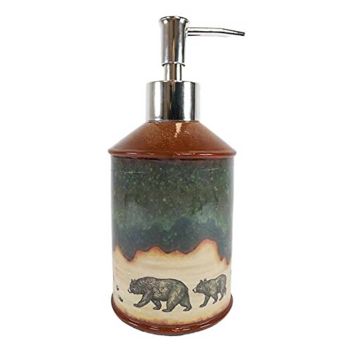 Ebros Rustic Forest Bear Country Family Mother And Cub Leaving Pawprint Trail Bathroom Accent Western Decorative Accessories For Cabin Lodge Farmhouse (Liquid Soap Or Lotion Pump Dispenser)
