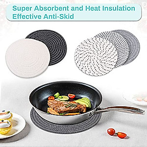 Trivets for Hot Dishes, 6 Pieces Pot Holders for Kitchen, 100% Cotton Woven Hot Pads for Kitchen, Trivets for Kitchen Heat Resistant, 11.8 Inches and 7 Inches
