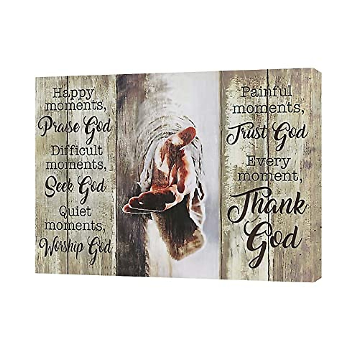 Amazing Jesus Poster Christian Religious Canvas Wall Art Every Moment Thank God Painting Christ Pictures Prints Hand of God Artwork Motivational Quotes Wall Decor Poster Framed for Bedroom Living Room