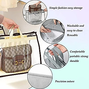 Dust Bags for Handbags - Handbag Storage Organizer Dust Bags for Moisture Proof Dust Cover with Zipper and Handle(Brown-XXL)