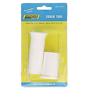 Seachoice Adjustable Splashwell Drain Tube, Fits 1-1/4 in. Opening, White Plastic