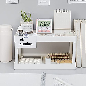 Housoutil Skincare Containers Desktop Storage Rack 2 Layers Cosmetic Organizer Shelf Countertop Stationary Rack Table Sundries Display Shelf for Kitchen Bathroom Office Dormitory White Pallet Racking