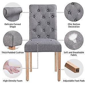 Yaheetech Dining Chairs Set of 2 Fabric Upholstered Dining Chairs High Back Padded Chairs Button Tufted Parsons Kitchen Chairs With Solid Wood Legs for Home, Dining Room, Kitchen, Dark Gray(1 package)