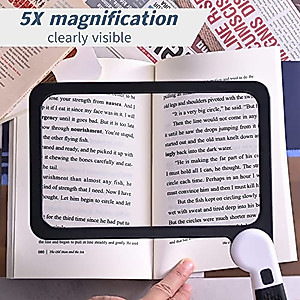 Magnifying Glass with Light, 5X Folding Handheld Large Rectangle Reading Magnifier with Dimmable for Macular Degeneration, Seniors Reading, Close Work, Lighted Gift for Low Visions (5X)