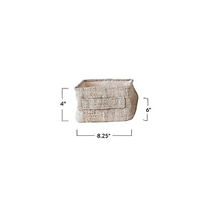 Creative Co-Op Rectangular Hemp Fiber and Metal Bin with Cotton Canvas Lining and Handle, Natural