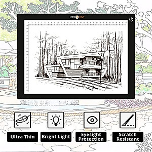HTVRONT Portable A4 Led Bright Light Pad, Ultra-Thin & Adjustable Luminosity Light Board, USB Powered Black Light Box for Tracing, Weeding Vinyl, Weeding Tool, Diamond Painting, Sketching