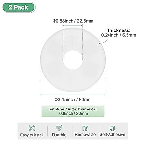 M METERXITY 2-Pack Wall Split Flange, for 0.8 Inch/20mm OD Pipe ABS Escutcheon Plate Round Self-Adhesive Plumbing Cover Plates for Water Pipe/Faucet [White]