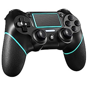 Deeptick Replacement for PS4 Controller Wireless Gamepad Compatible with P4/Pro/Slim/PC with Motion Motors and Audio Function, Mini LED Indicator, USB Cable and Anti-Slip