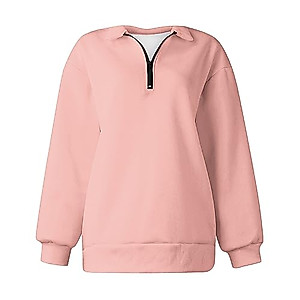 Oversized Zip Up Sweatshirts For Women 2023 Fall Fashion Outfits Casual Quarter Zip Long Sleeve Pullover Hoodies