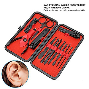 12pcs Manicure Set, Stainless Steel High Hardness Good Toughness Mens Grooming Kit, Easy to Carry Wear Resistance Pedicure Kit, for Nail File Polish