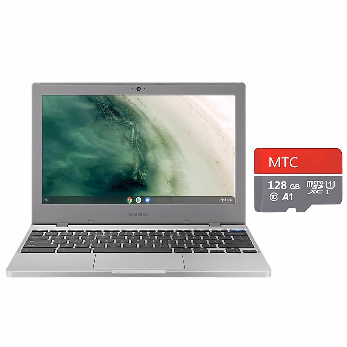 SAMSUNG Chromebook 4 Laptop 11.6'' HD LED (1366 x 768), Intel Celeron Processor N4020 Processor, Intel UHD Graphics 600, 4GB RAM, 160GB Storage(32GB eMMC+MTC 128GB SD Card), Chrome OS, Platinum Titan