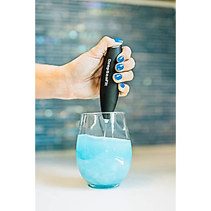 DeepSeaFit Hand Blender & Mixer for Pre-Workout, Protein, Formula, Powder Supplements, Coffee Art, Mixer Stick, Hand Mixer Electric, Milk Frother Batteries Included, Veteran Owned & Operated (Black)