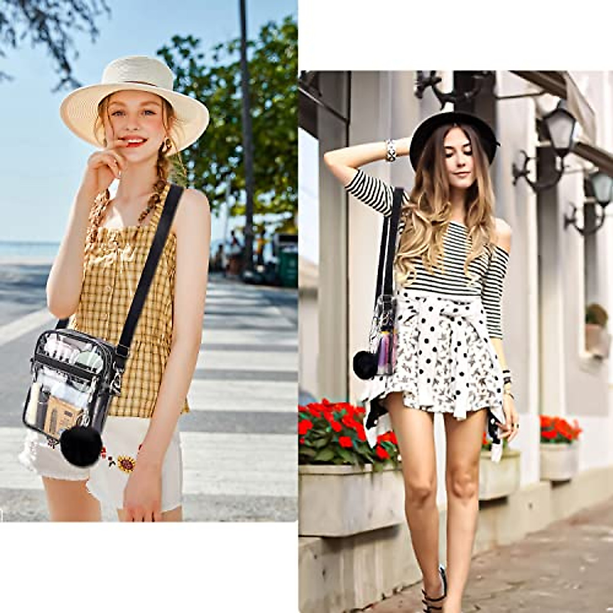 LYroo Clear Bag Stadium Approved Mini Backpack and Clear Crossbody Bag for Women Stadium Concert