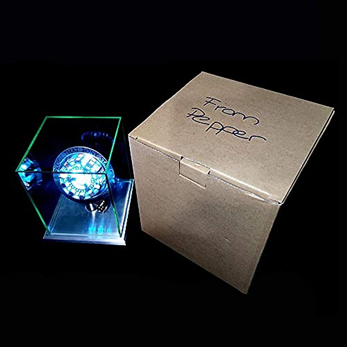Lonyiabbi 1:1 Arc Reactor MK1 Model LED Light Vibration Sensing Control USB Interface Finished Product Display Box Toys Gift (MK1)