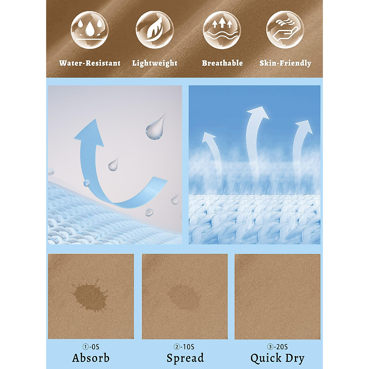 TACVASEN Athletic Shorts for Men Lightweight Quick Dry Running Gym Basketball Hiking Khaki Short with 3 Zipper Pockets