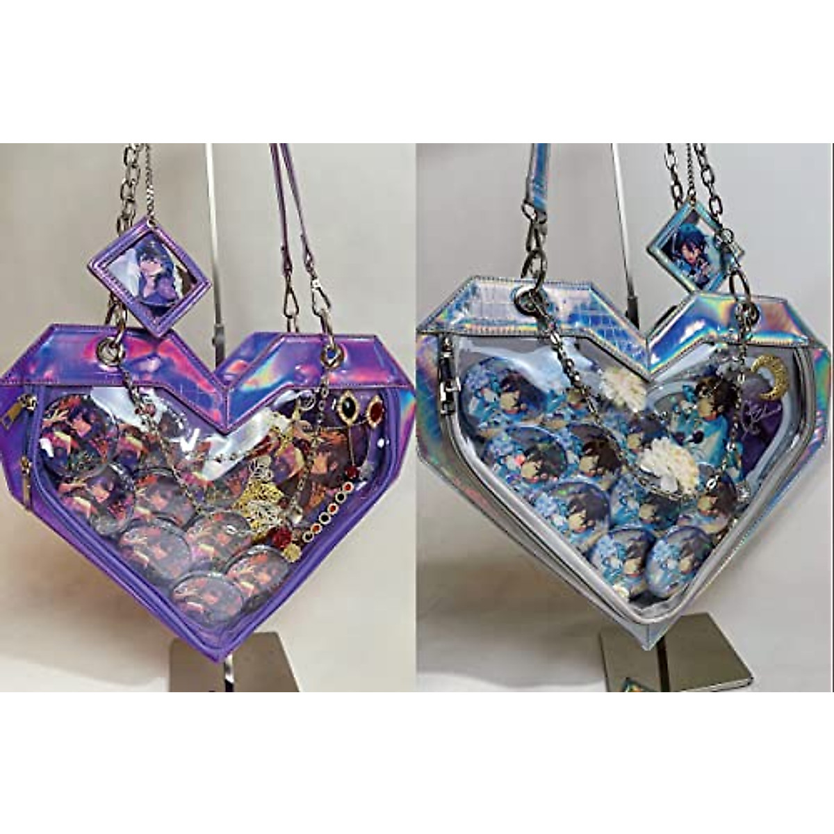 Cute Ita Tote Backpack Clear Window Bag, Kawaii Itabag Crossbody Bag Backpack Design for Women Girls Lolita Cosplay Goth Bag (Gold)