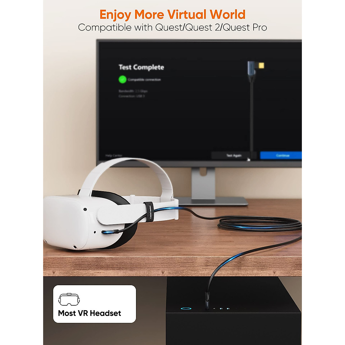 CableCreation 16FT Link VR Cable Compatible with Meta Quest Pro/Quest2/Pico4 and More VR Headset, 5Gbps USB C to C Highly Speed Cable, VR Headsets Accessories Gaming PC Link Cable 5 Meters