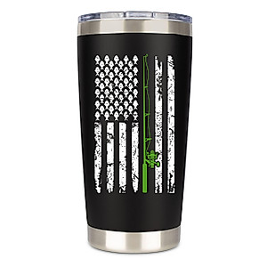 JENVIO Fishing for Men | Stainless Steel Travel Tumbler/Mug with 2 Lids and 2 Straws for Coffee or Cold Drinks | Funny Fly Fisherman Decor Themed Stuff Valentine's Day Gift (20 Ounce)