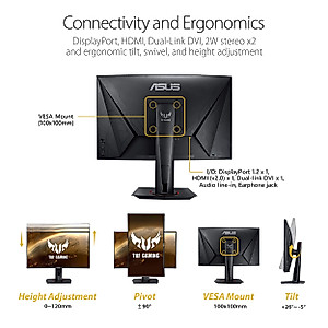 ASUS TUF Gaming VG27VQ 27” Curved Gaming Monitor 165Hz Full HD (1920 X 1080) 1ms Elmb Eye Care DisplayPort HDMI Dual-Link DVI-D (Renewed)