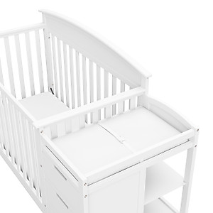 Graco Benton 5-in-1 Convertible Crib and Changer (White) – Crib and Changing -Table Combo, Includes Water-Resistant Changing Pad, 3 Drawers, Converts to Toddler Bed, Daybed and Full-Size Bed