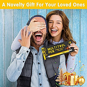 Valentines Day Gifts for Him Men - Multitool Pen With Stylus, Ruler, Level, Screwdriver Cool Gadgets for Men - Husband Boyfriend Mens Valentine's Day Fathers Day Birthday Gifts - Yellow
