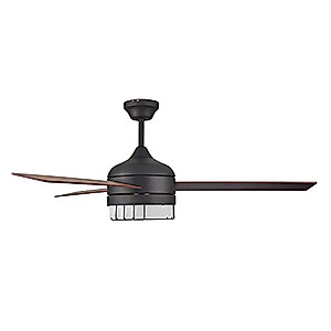 Design House 157347 Ajax Industrial Modern Indoor Ceiling Fan with LED Light Kit, 3-Blades, Reverse Airflow, Wall Control, 52-inch, Oil Rubbed Bronze