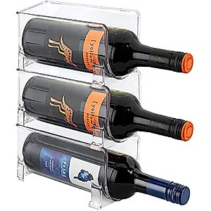 JINAMART Set of 3 Stackable Wine Storage Rack | Counter Top Wine Holder | Free Standing Organizer for Refrigerator or Kitchen Countertops (Holds 3 Bottles)