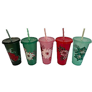 Starbucks Reusable Color Changing 5 Hot Cups - Limited Edition Holiday & Christmas Gift Hot Cups With Lids