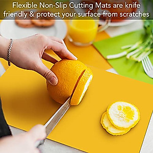 Cut N' Funnel Citrus Berry Non-Slip Flexible Plastic Cutting Board Mats 3 Pack of Assorted Sizes & Colors Made in the USA BPA Free Dishwasher Safe