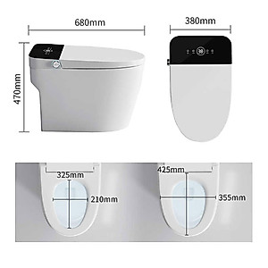 ITENGHUA Smart Toilet for bathrooms, smart bidet Auto Open/Close Lid, with Bidet Built In,Auto Dual Flush, heated toilet seat,Foot Kick Flush White