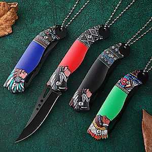 SELUCREH Mini Folding Knife for EDC,Stainless Steel Blade with Indiana Totem, Pocket Clip for Men or Women. (Black)