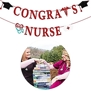 2023 Nurse Graduation Banner, Glittery Congrats Nurse Banner RN Garland Photo Props Banner for Party Home Classroom Decorations