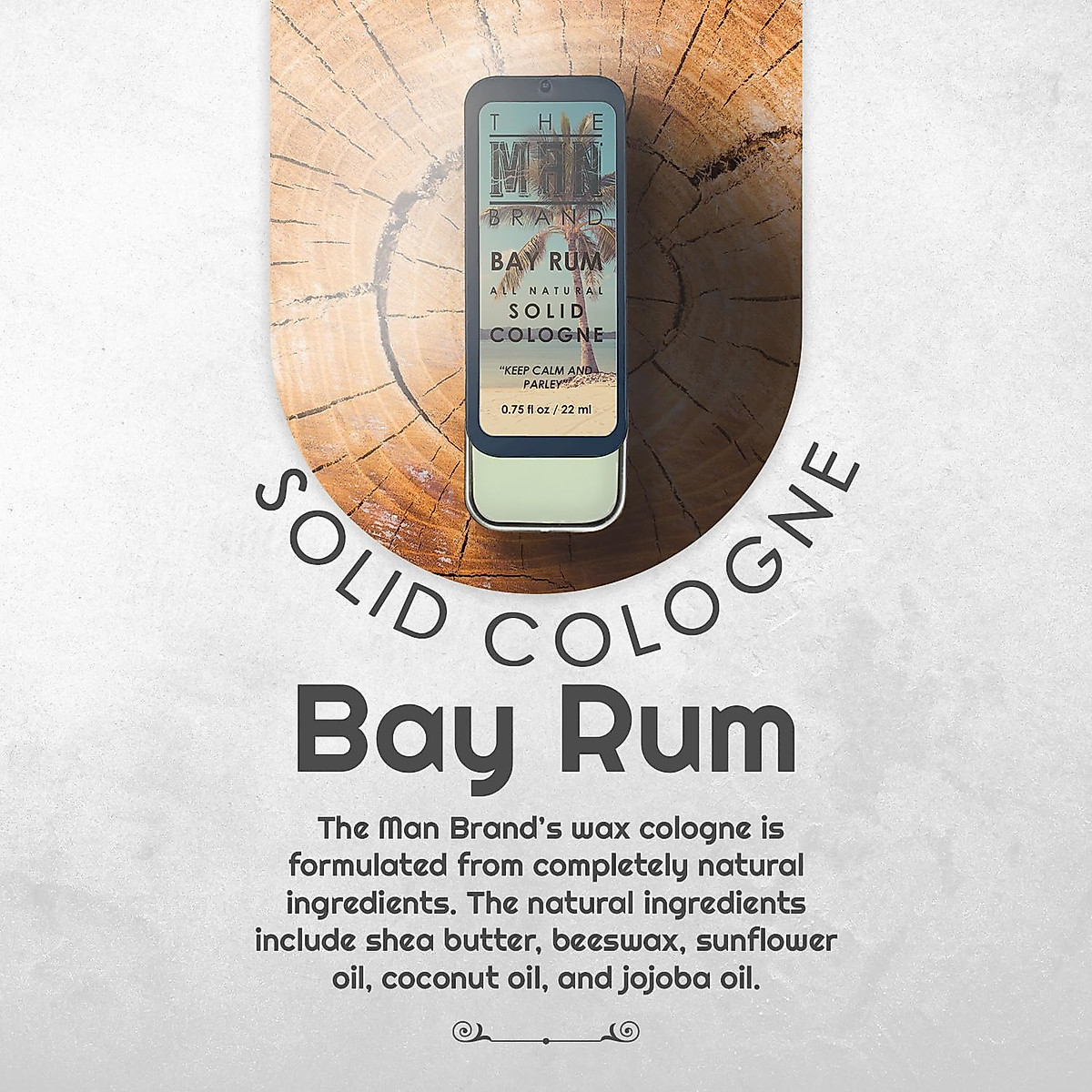 Bay Rum Solid Cologne - Natural Men's Bay Rum Cologne - Redefined men's fragrance Bay Rum Wax Cologne, Bay Rum Travel Size Cologne for men - Bay Rum Solid Cologne for men (3/4 oz (Pack of 1), Bay Rum)