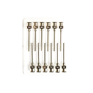 Dispense All - 12 Pack - 14 Gauge 1 Inch All Metal Blunt Tipped Dispensing Needle, Stainless Steel, Luer Lock | Refill Cartridges and Transfer Viscous Liquids Oils Glycerin Distillate Epoxy Adhesive