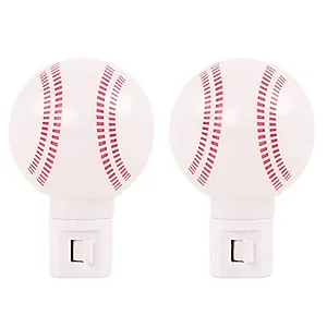 2 Pack Warm White - Upgraded Version LED Plug-in Night Light for Kids - Baseball Shaped Lamp Take Good Care Children Sleep