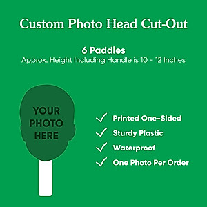 Big Dot of Happiness Fun Face Cutout Paddles - 6 Piece Cut Out Kit - Custom Photo Head Cut Out Photo Booth and Fan Props - Face Photo on Stick - Custom Face Photos Upload 1 Photo