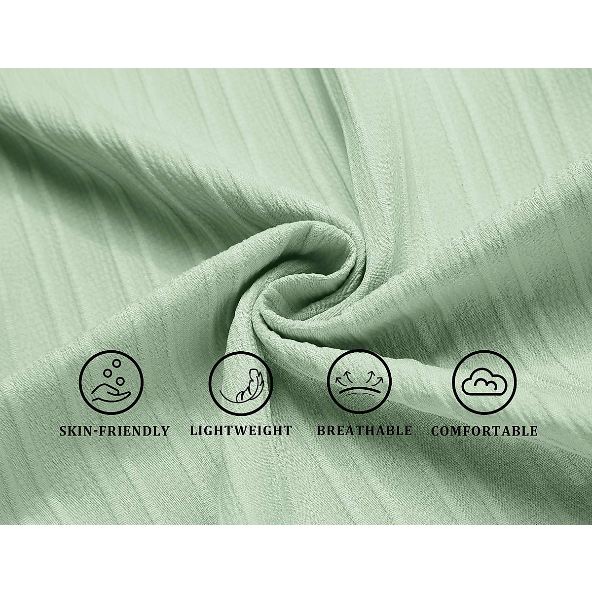 COOFANDY Button Down Shirt Men Button Down Short Sleeve Shirt Button Up Shirts for Men Linen Shirts for Men Summer Beach Shirt Light Green - M