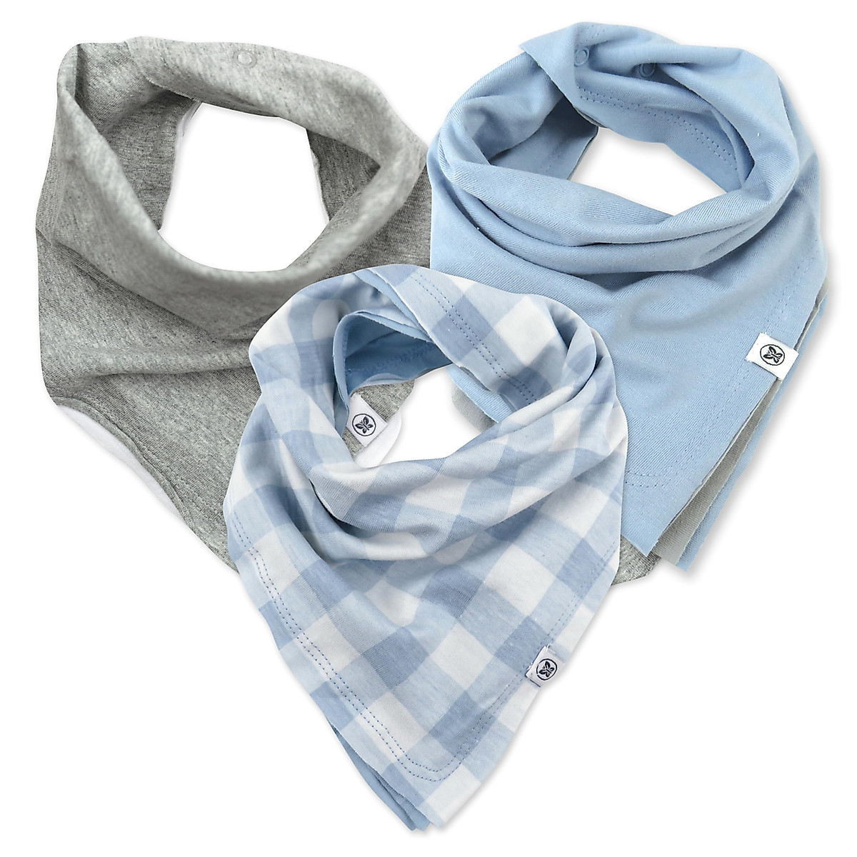 HonestBaby Boys' Multipack Reversible Bandana Drool Bibs Burpcloths Adjustable Snaps 100% Organic Cotton (Legacy), 3-Pack Blue Painted Buffalo Check, One Size, A352E