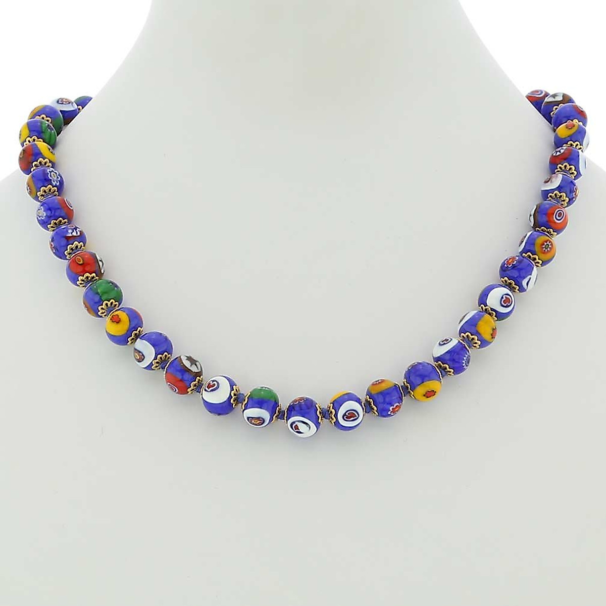 GlassOfVenice Murano Glass Mosaic Necklace - Blue