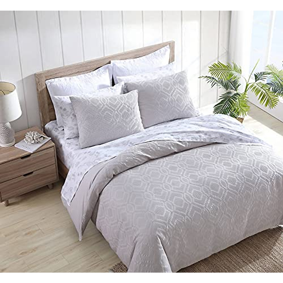 Tommy Bahama - King Comforter Set, Cotton Bedding with Matching Shams, Medium Weight Home Decor for All Seasons (Waffle Grey, King)